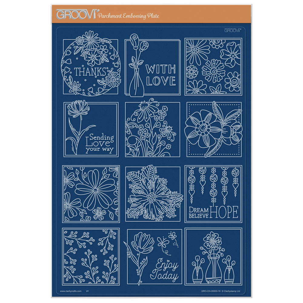 Tina's Thanks Floral Sampler A4 Groovi Plate – Claritystamp