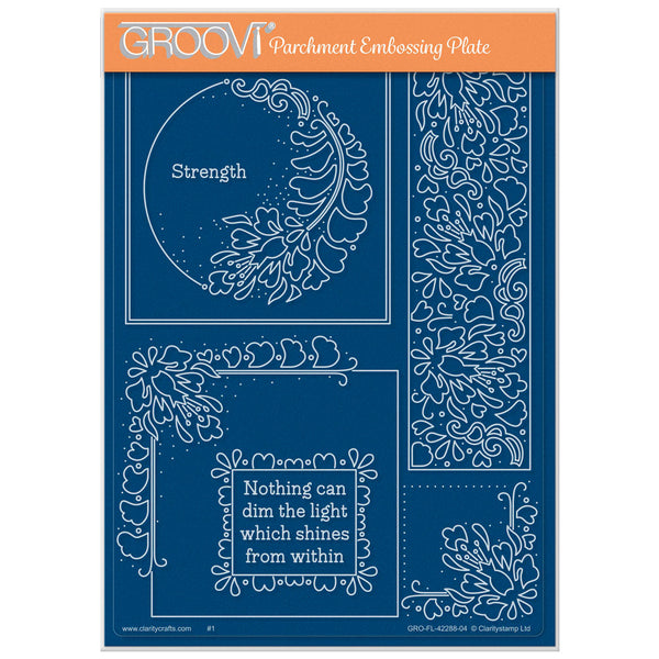 Barbara's Strength - Floral Crescent & Panel A5 Groovi Plate – Claritystamp