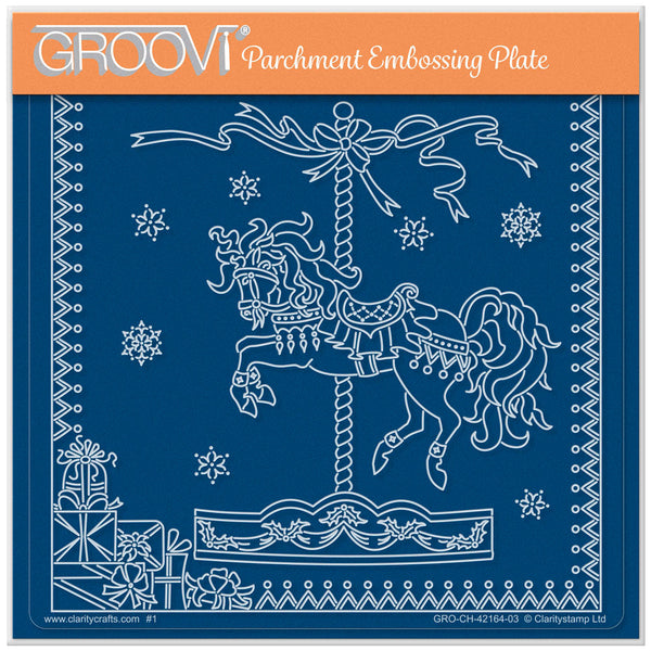 Linda's Christmas Carousel A5 Square Groovi Plate – Claritystamp