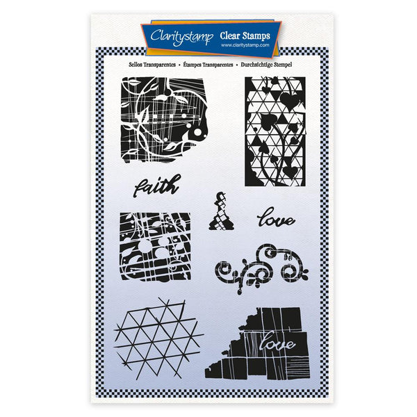 Grungy Grid & Patterns A5 Unmounted Stamp Set – Claritystamp