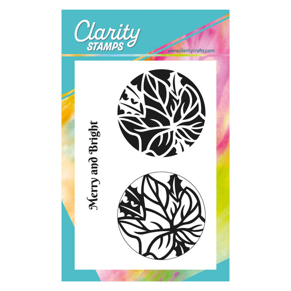 Single Ivy Leaf Festive Round - Two Way Overlay A6 Stamp Set – Claritystamp