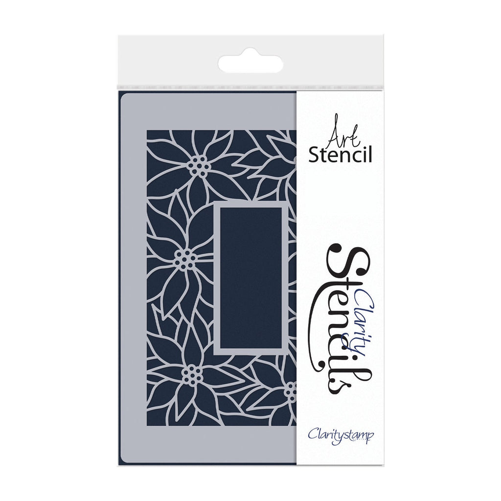 Poinsettia Rectangle Aperture Frame A5 Stencil – Claritystamp