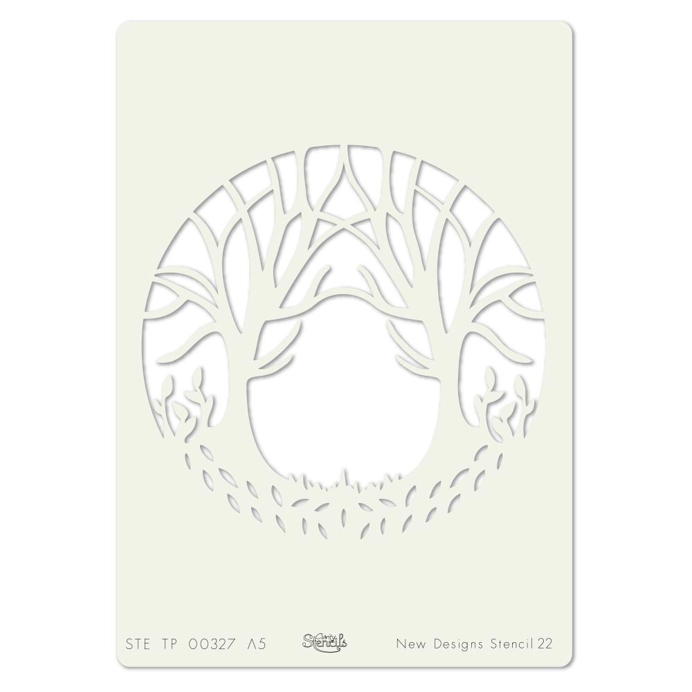 Trees & Petal Frame NDSC22 A5 Stencil – Claritystamp