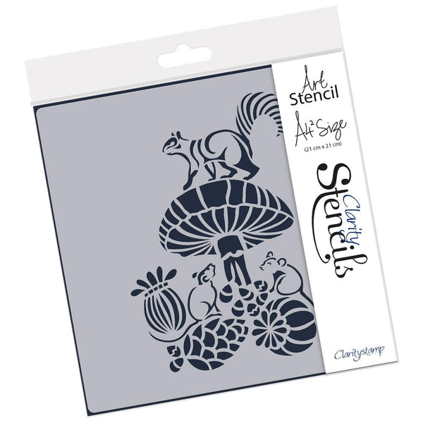 Woodland Toadstool & Friends A4 Square Stencil – Claritystamp